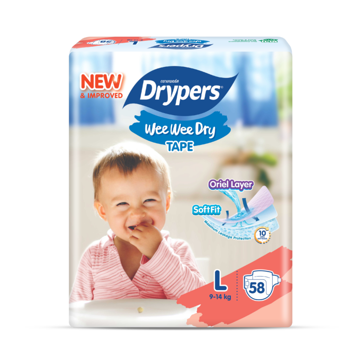 Drypers Wee Wee Dry Size Mega Large- Bale 6x58's (9 - 14 kgs)
